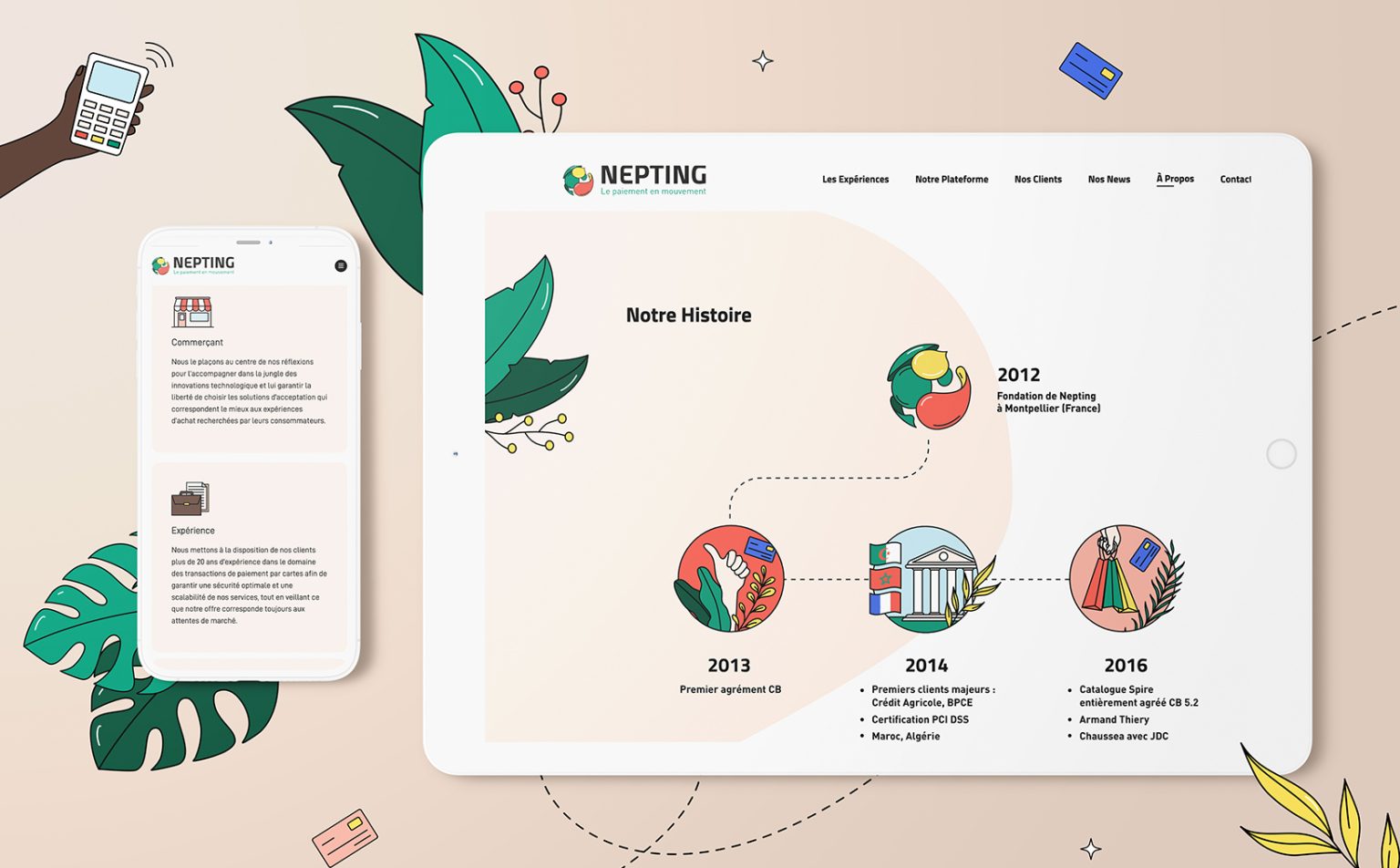 Logo design, website design and booth design for Nepting - Baboon Creation
